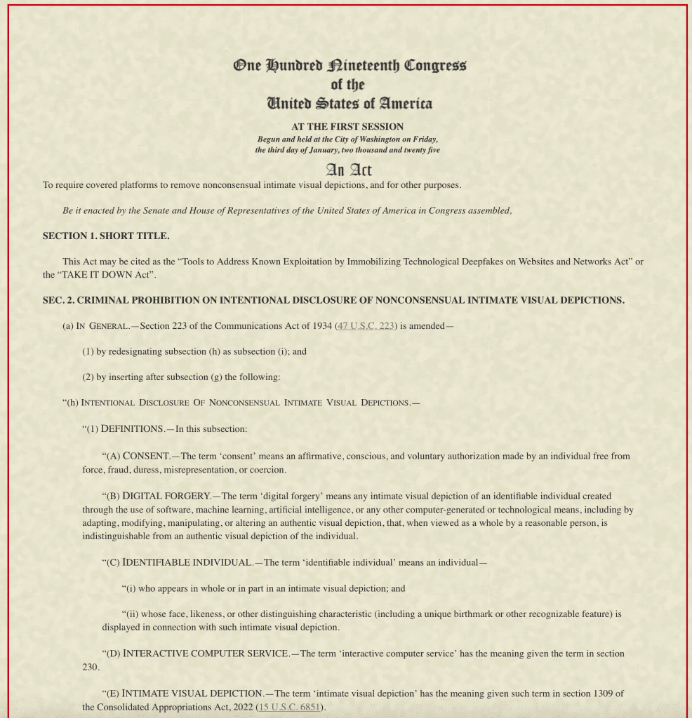 President Signs TAKE IT DOWN Act Into Law: A Landmark Step Toward ...